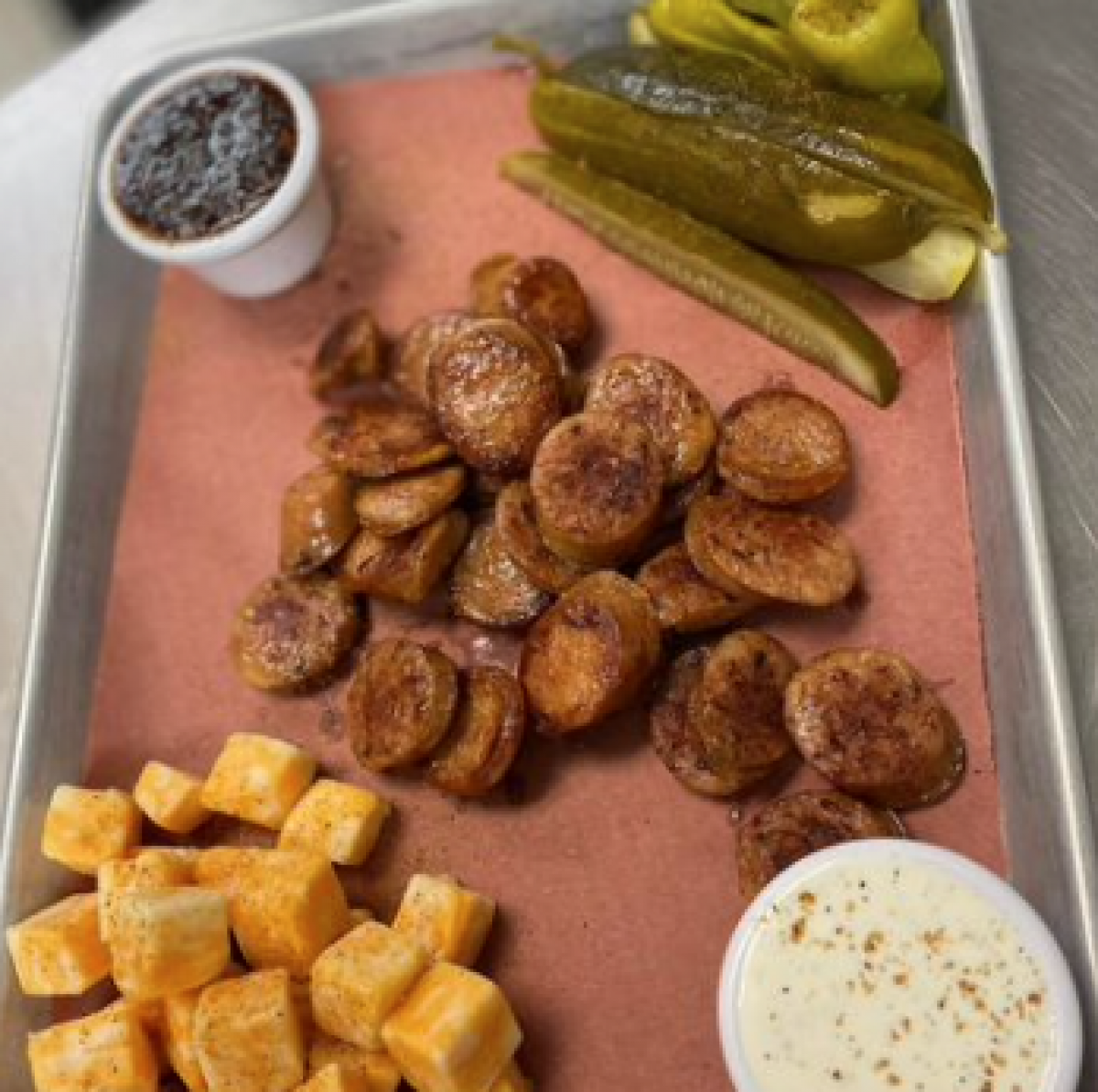 Alligator Smoked Sausage & Cheese Platter